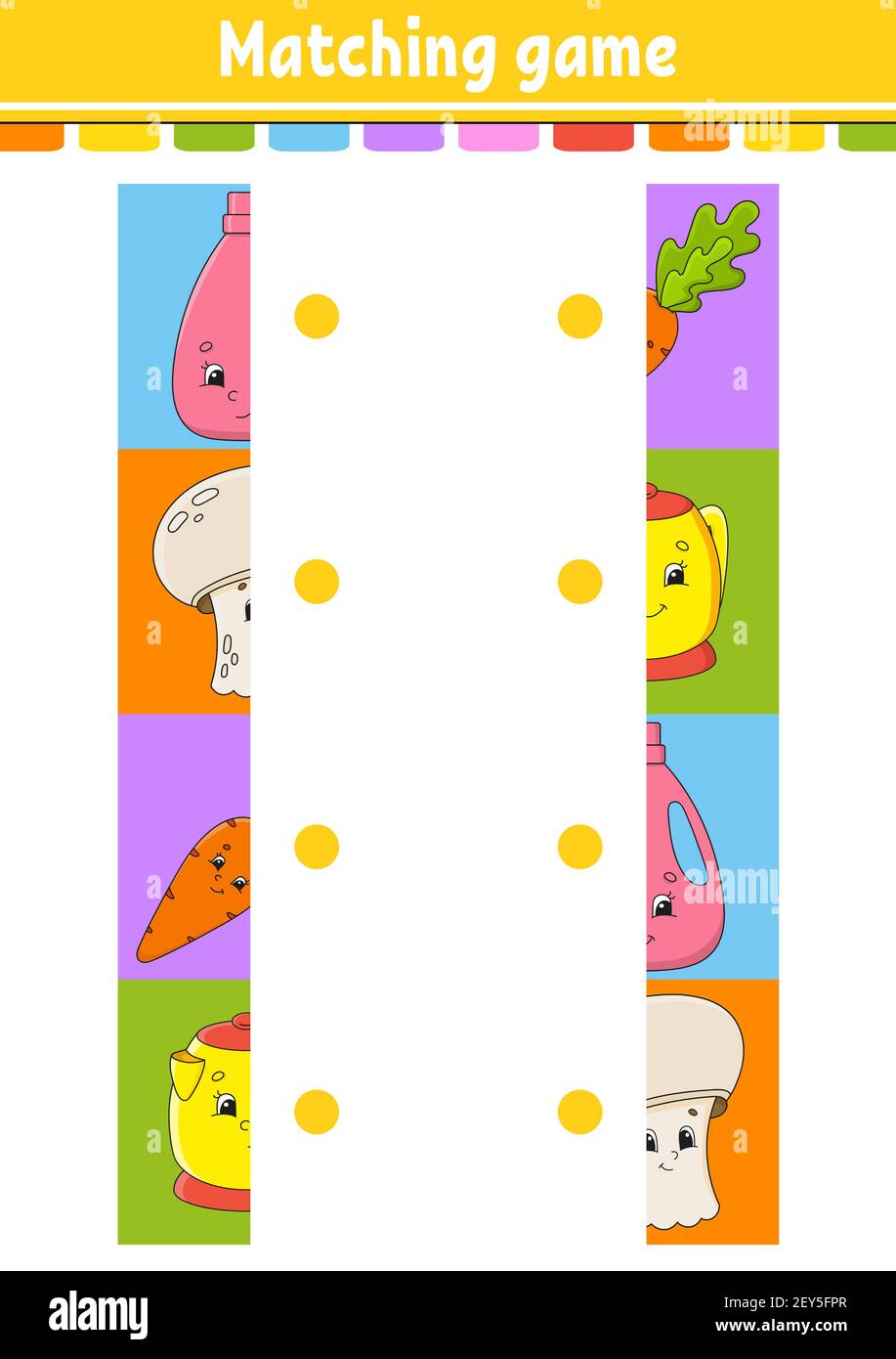 Matching game. Draw a line. Education developing worksheet. Activity ...