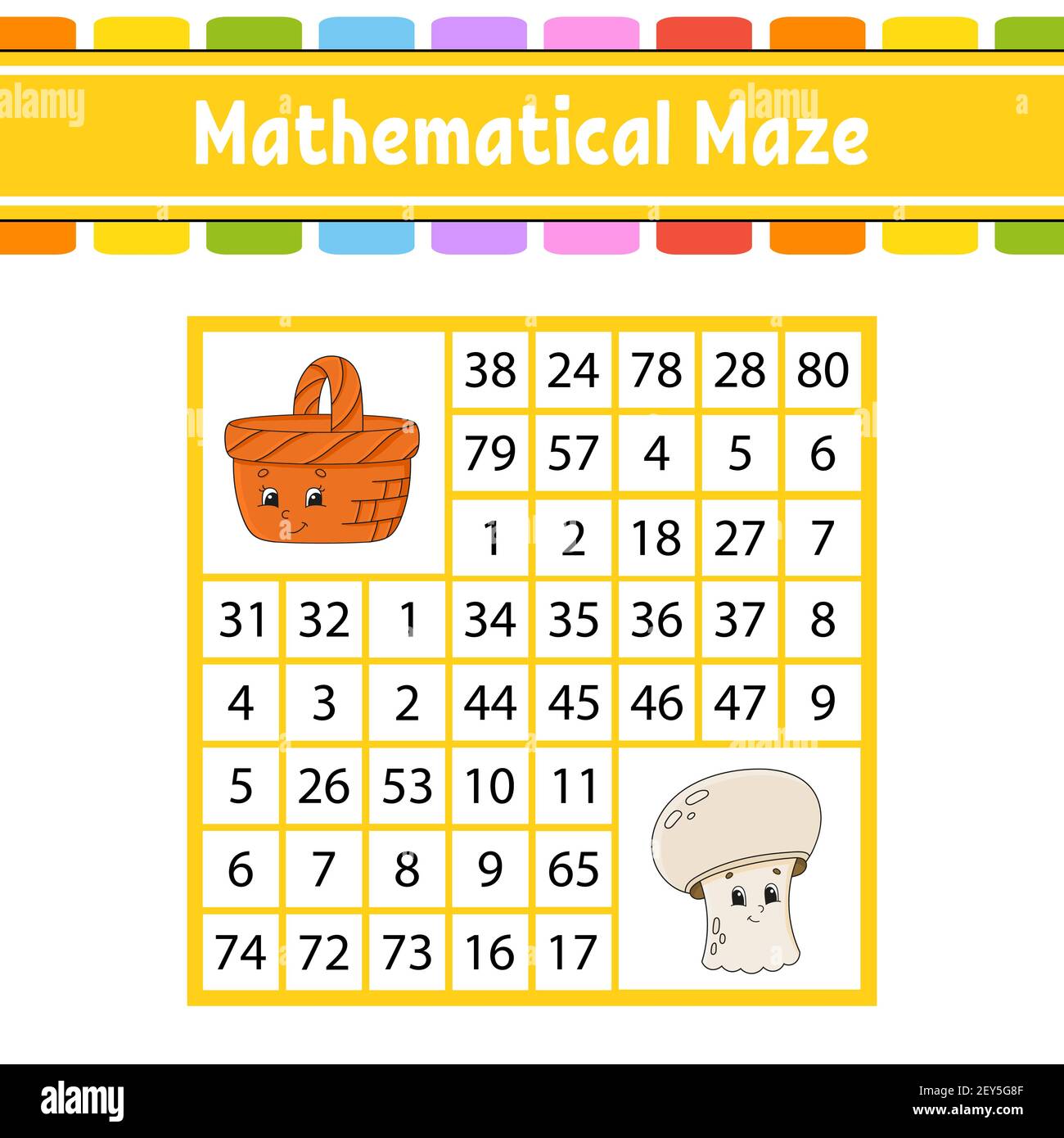 Mathematical maze. Game for kids. Number labyrinth. Education ...
