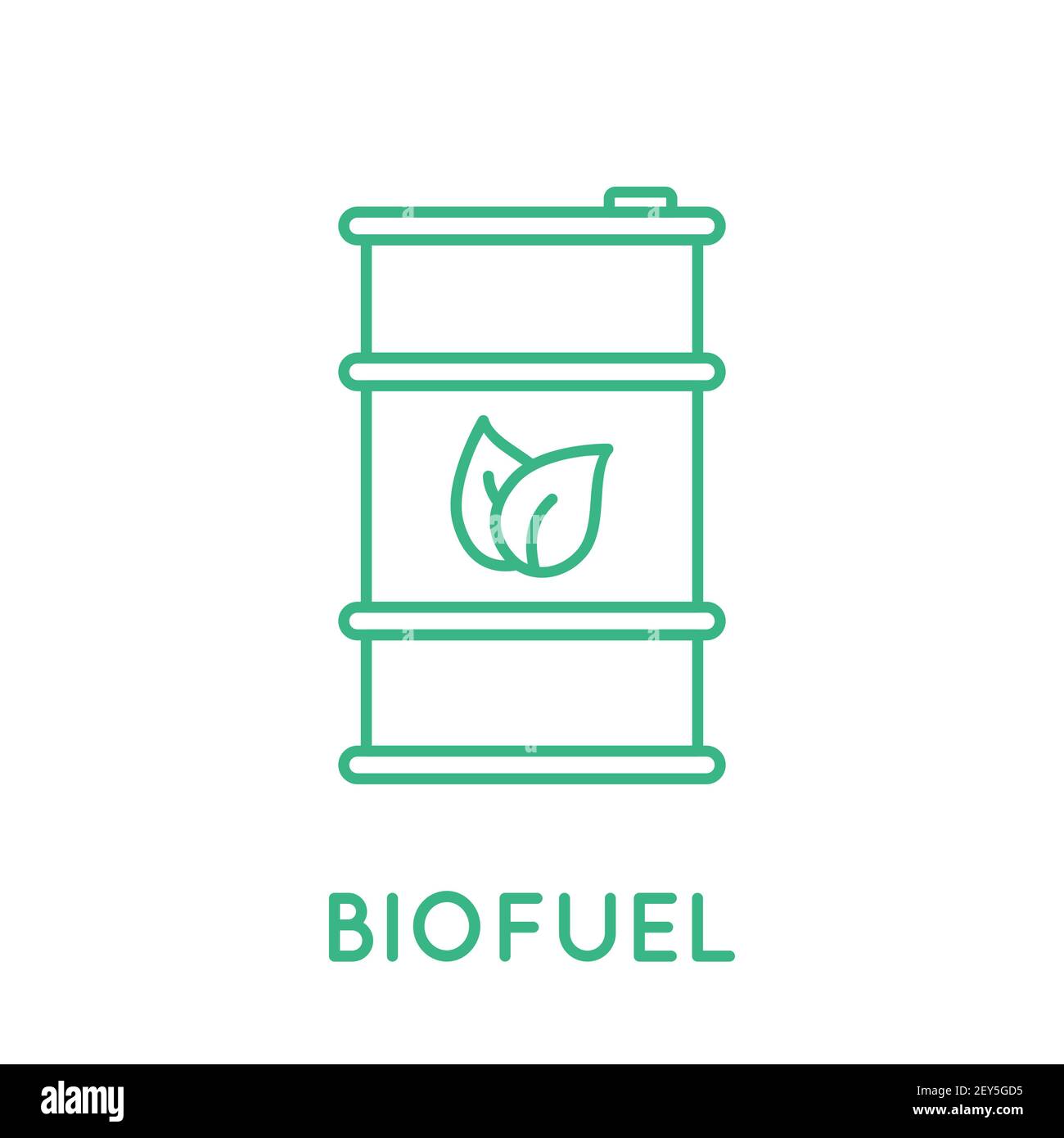 Biofuel barrel line icon. Biomass energy concept. Green fuel barrel ...