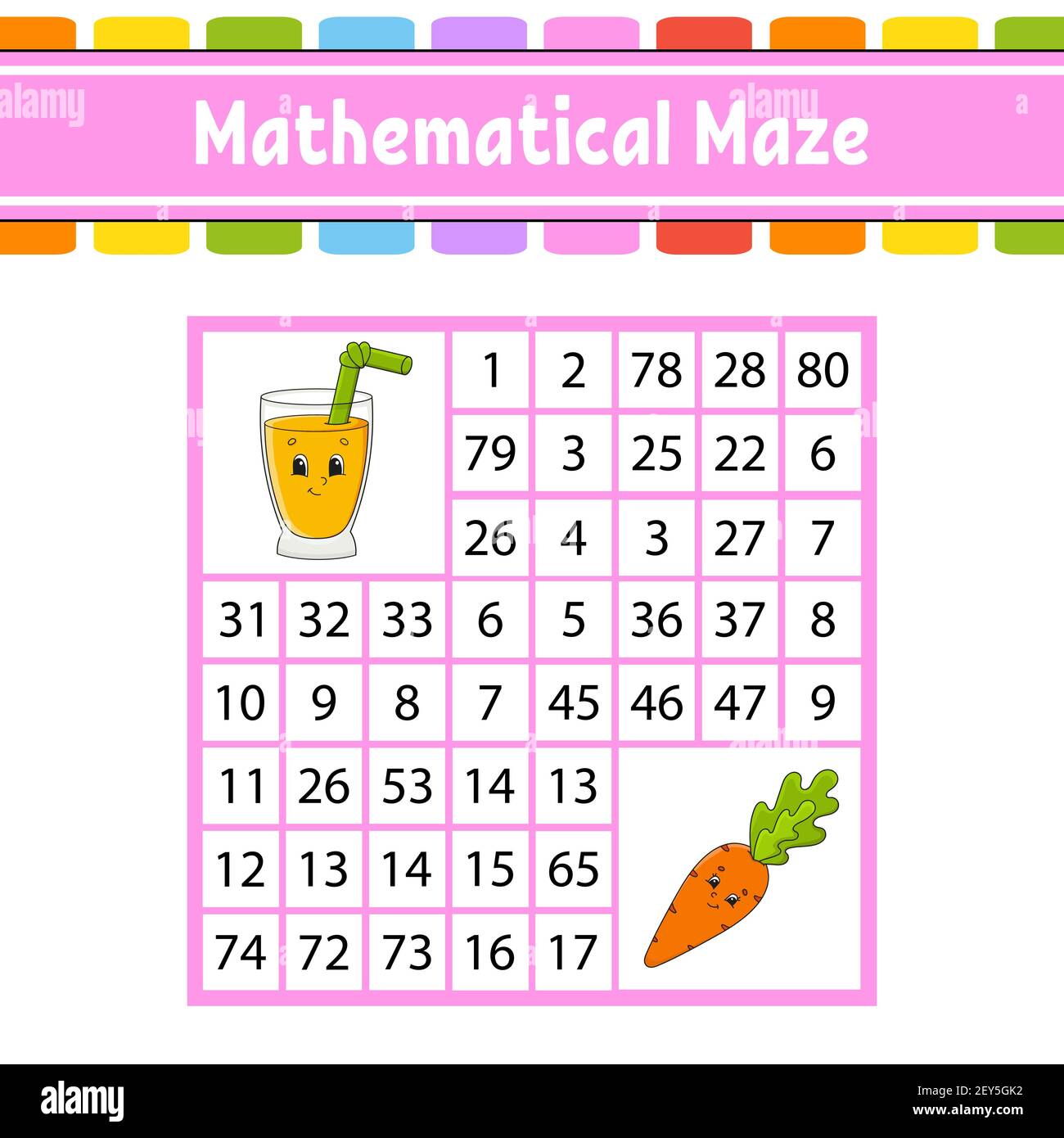 Mathematical maze. Game for kids. Number labyrinth. Education ...