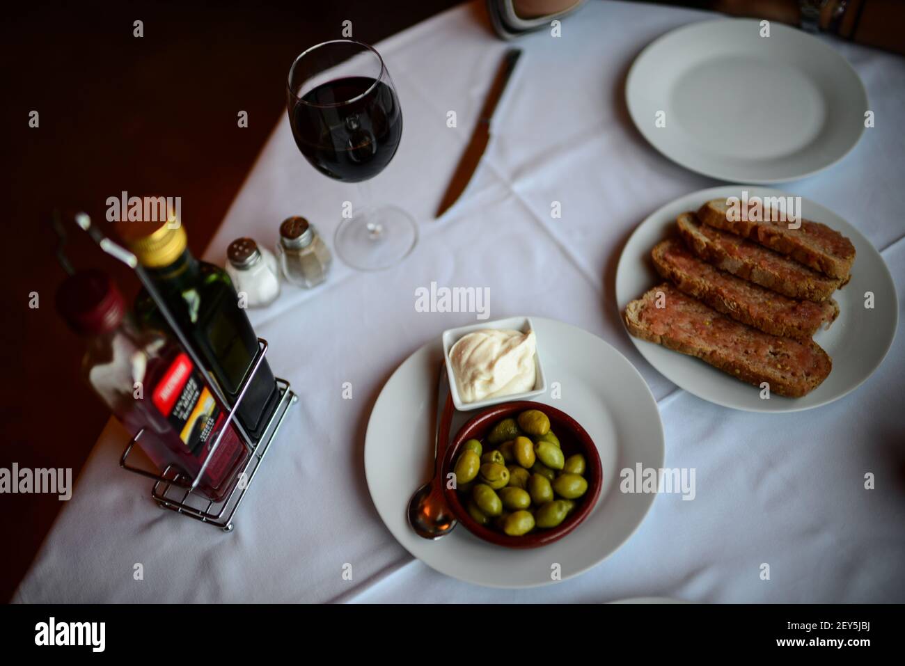 Typical Spanish food on restaurant table Stock Photo - Alamy