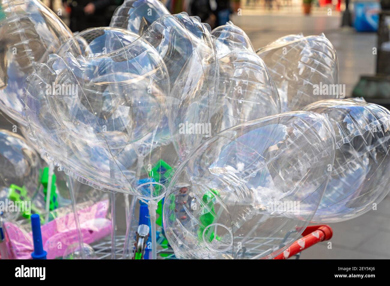 Many Clear See Through Plastic Inflated Balloons Stock Photo - Alamy