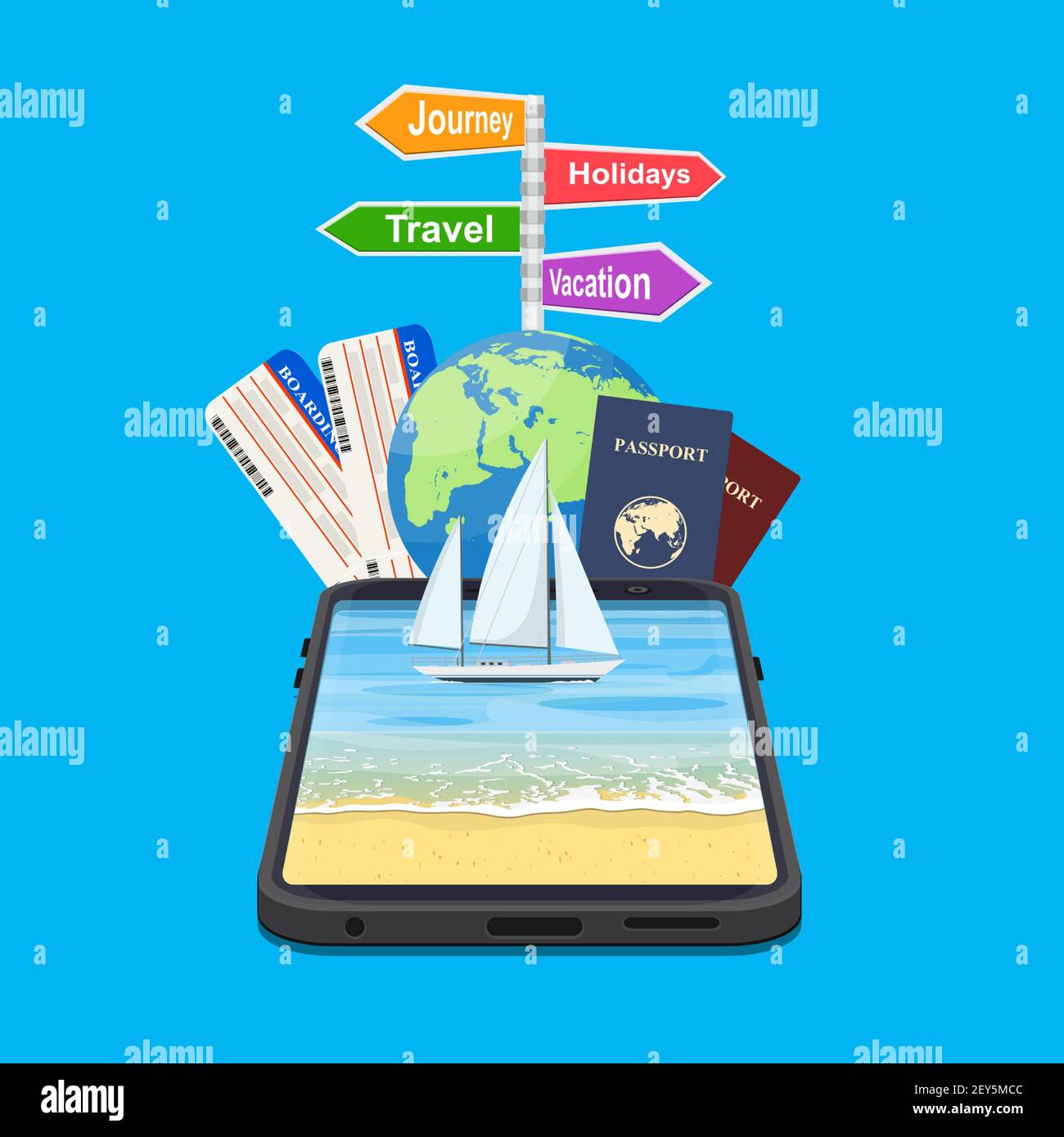 Online Holiday Travel Mobile App Stock Vector Image & Art - Alamy