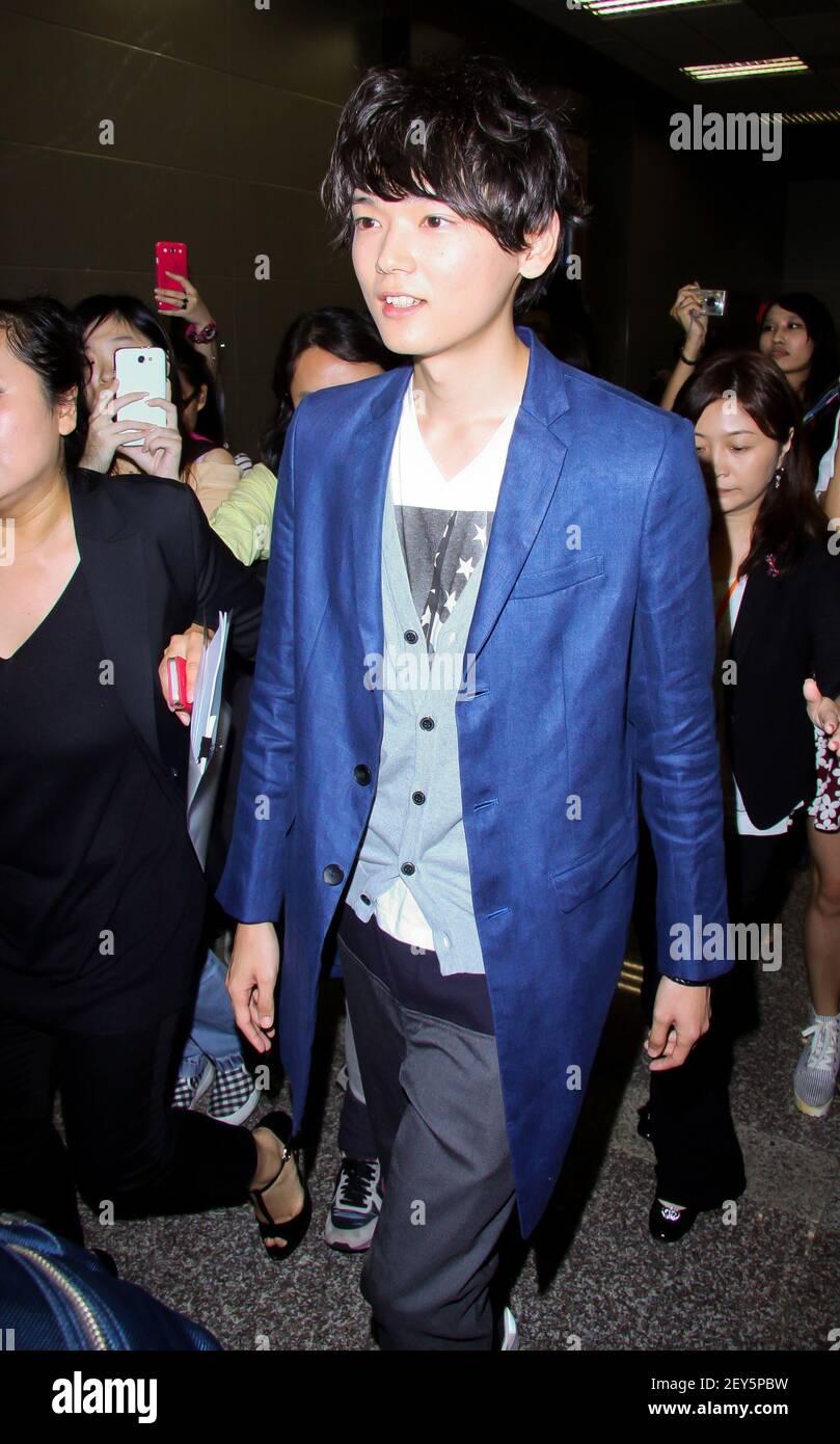 Japanese actor Yuki Furukawa arrives at Taipei Songshan airport and ...