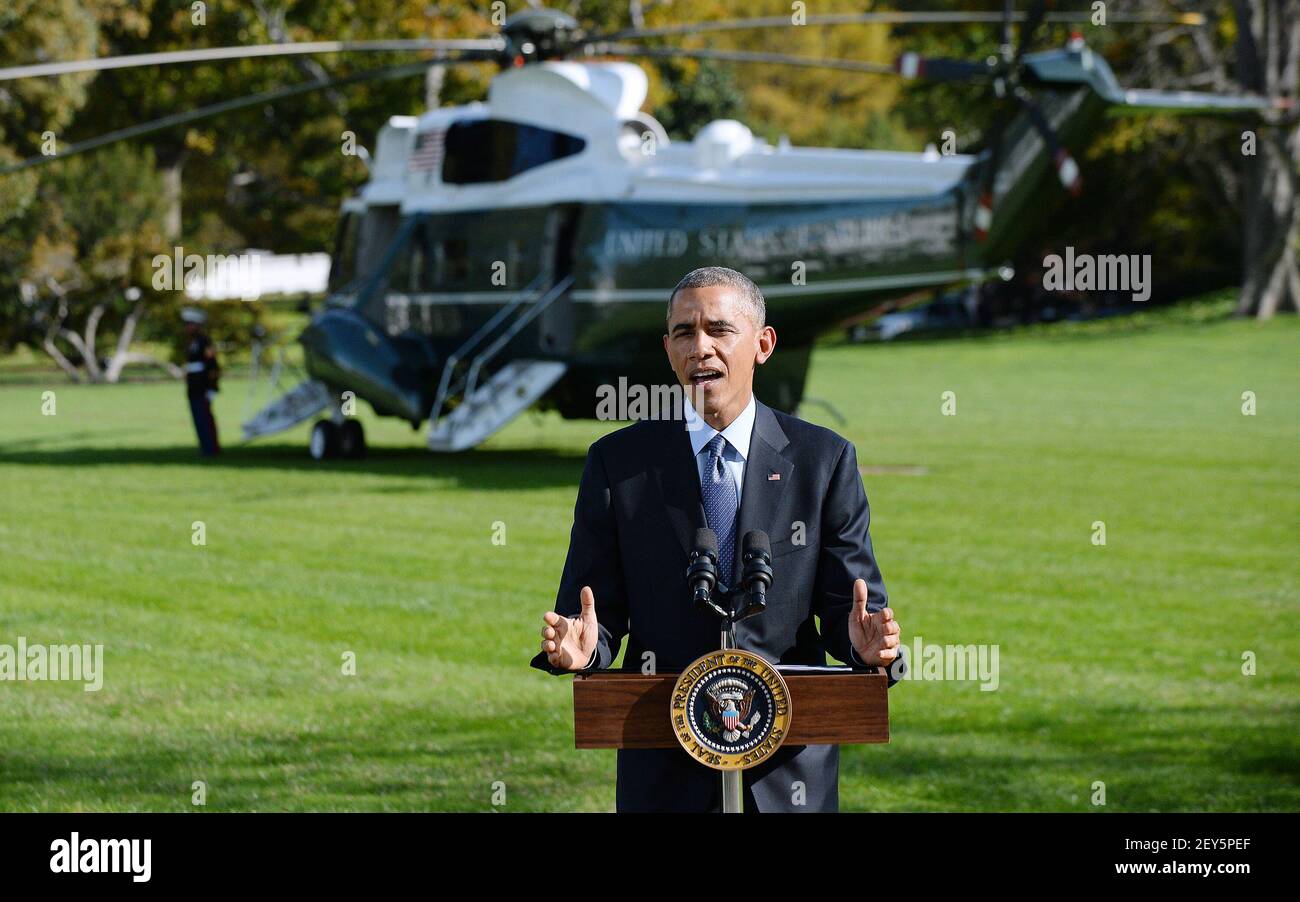 President Barack Obama delivers a statement on Ebola on the South Lawn ...