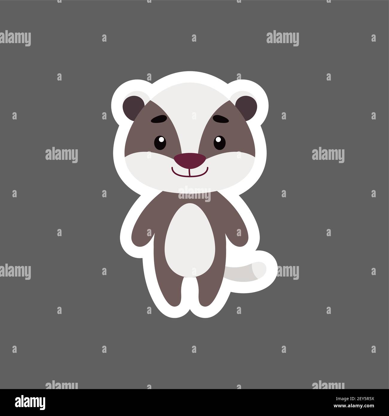 Cute little baby badger sticker. Cartoon animal character for kids ...