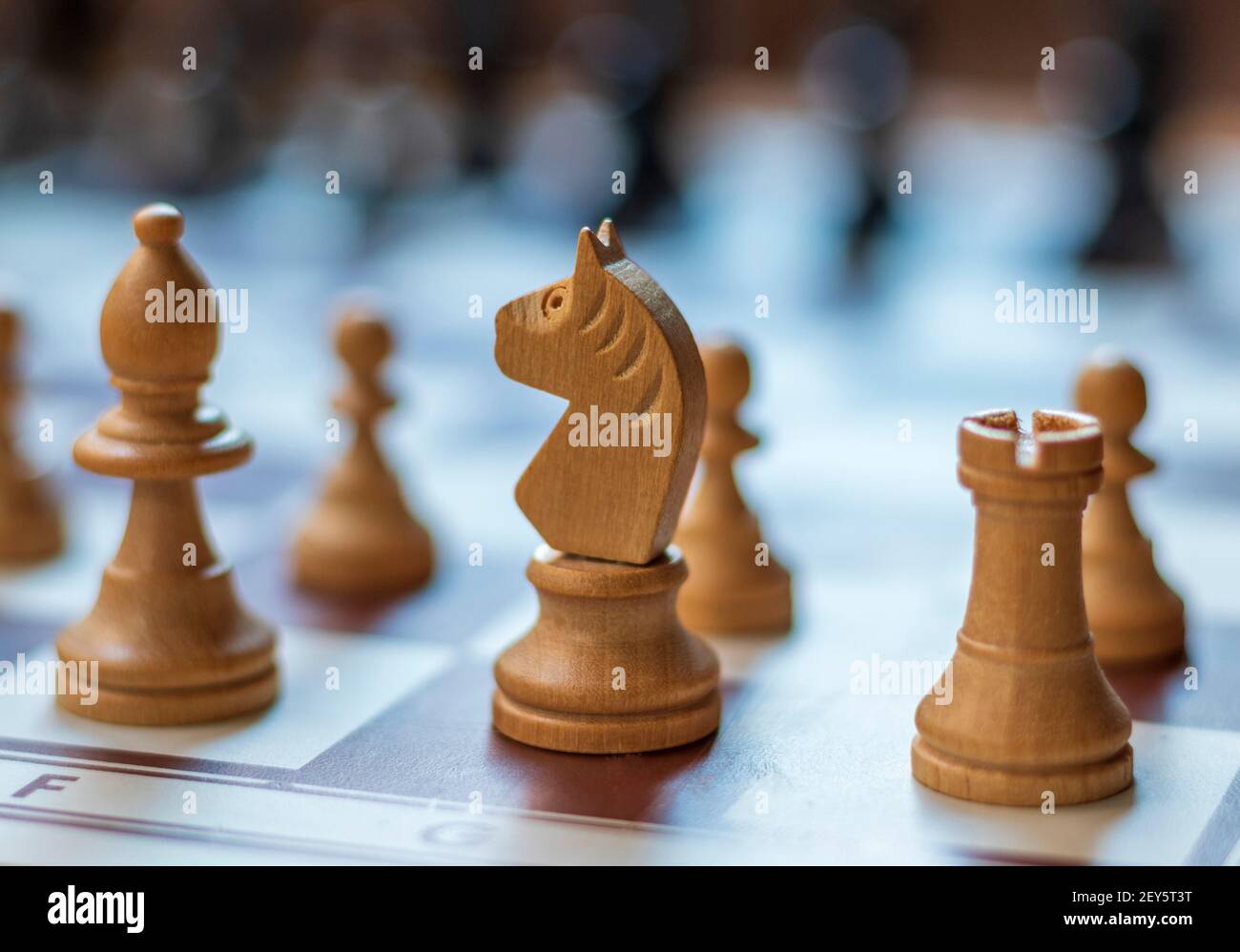 Wooden chess pieces close up game hi-res stock photography and images ...