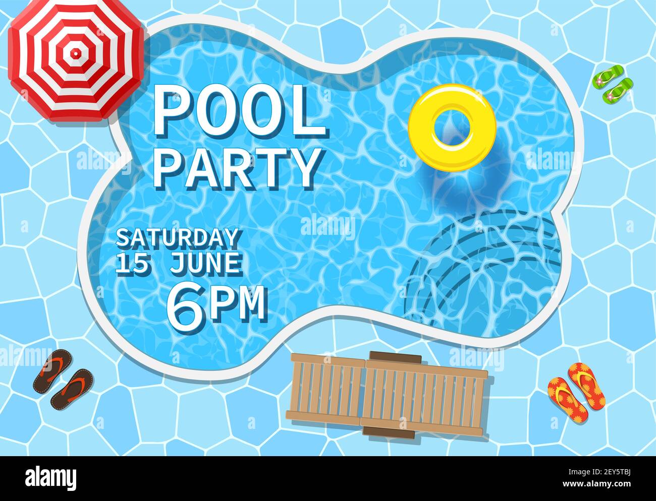 Pool party invitation with top view of pool Stock Vector Image & Art ...