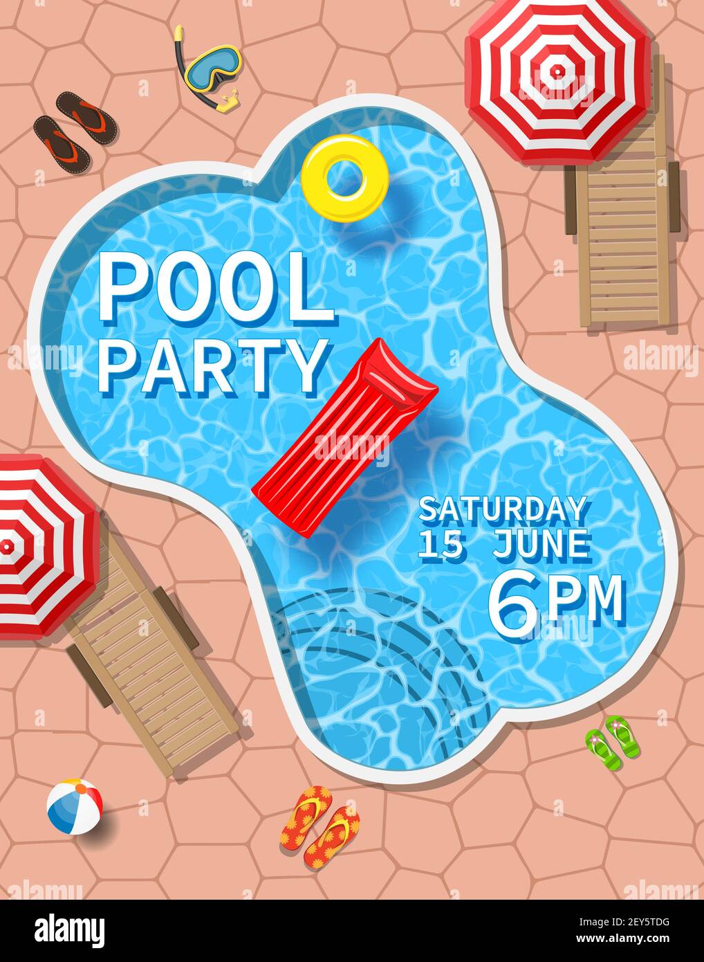 Pool party invitation with top view of pool Stock Vector Image & Art ...