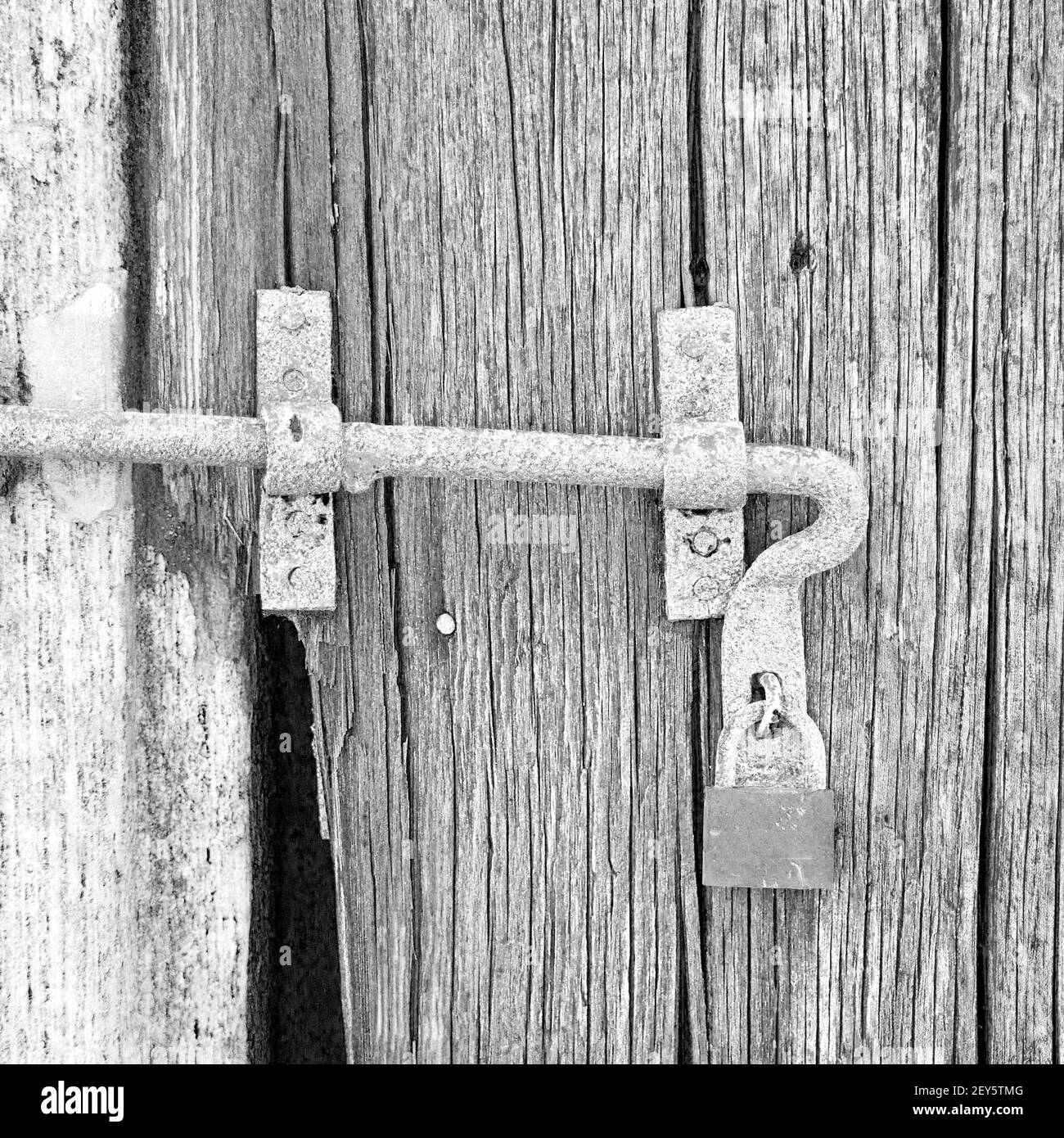 Europe old in italy antique close brown door and rusty lock closeup ...