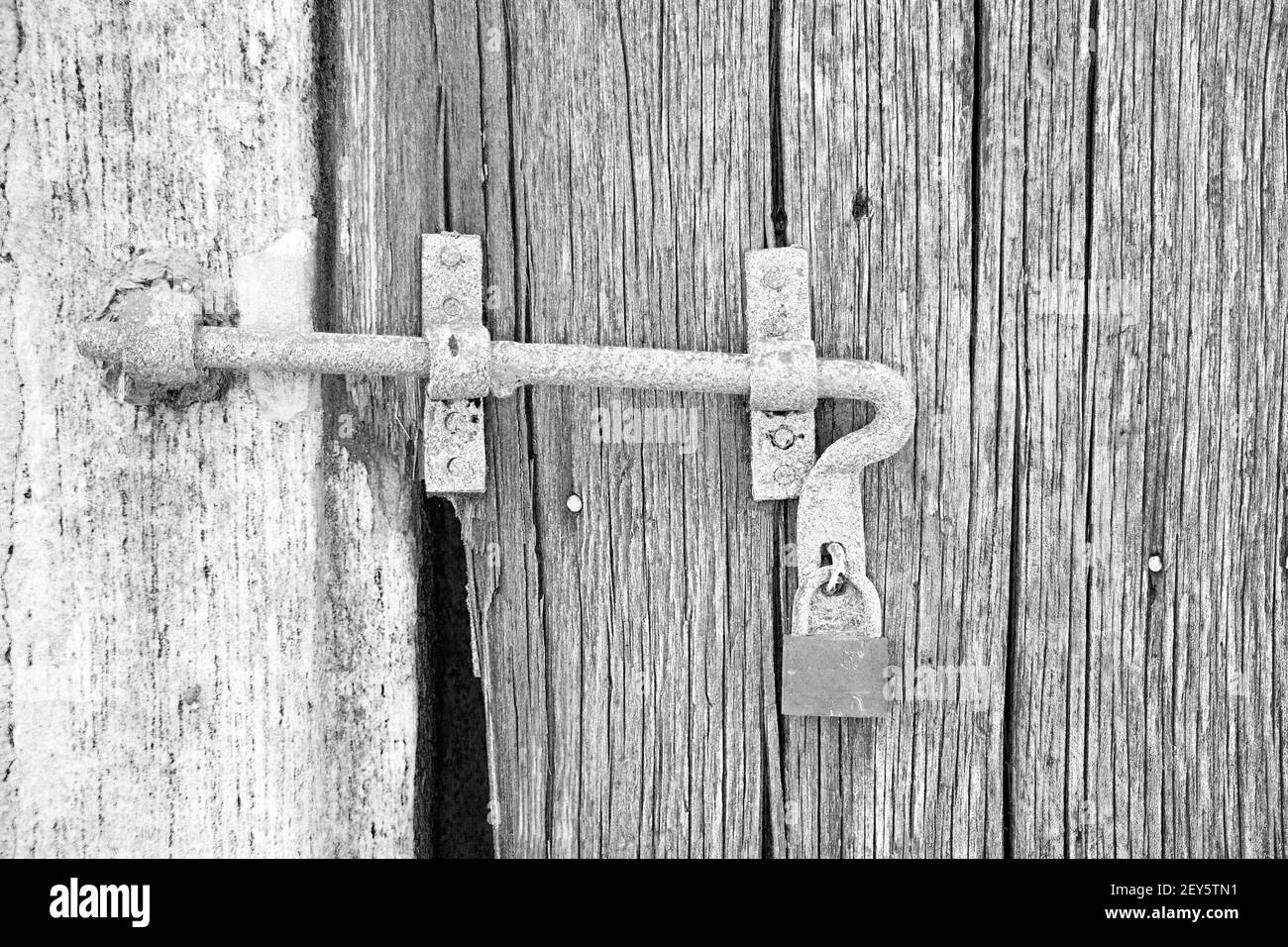 Europe old in italy antique close brown door and rusty lock closeup ...