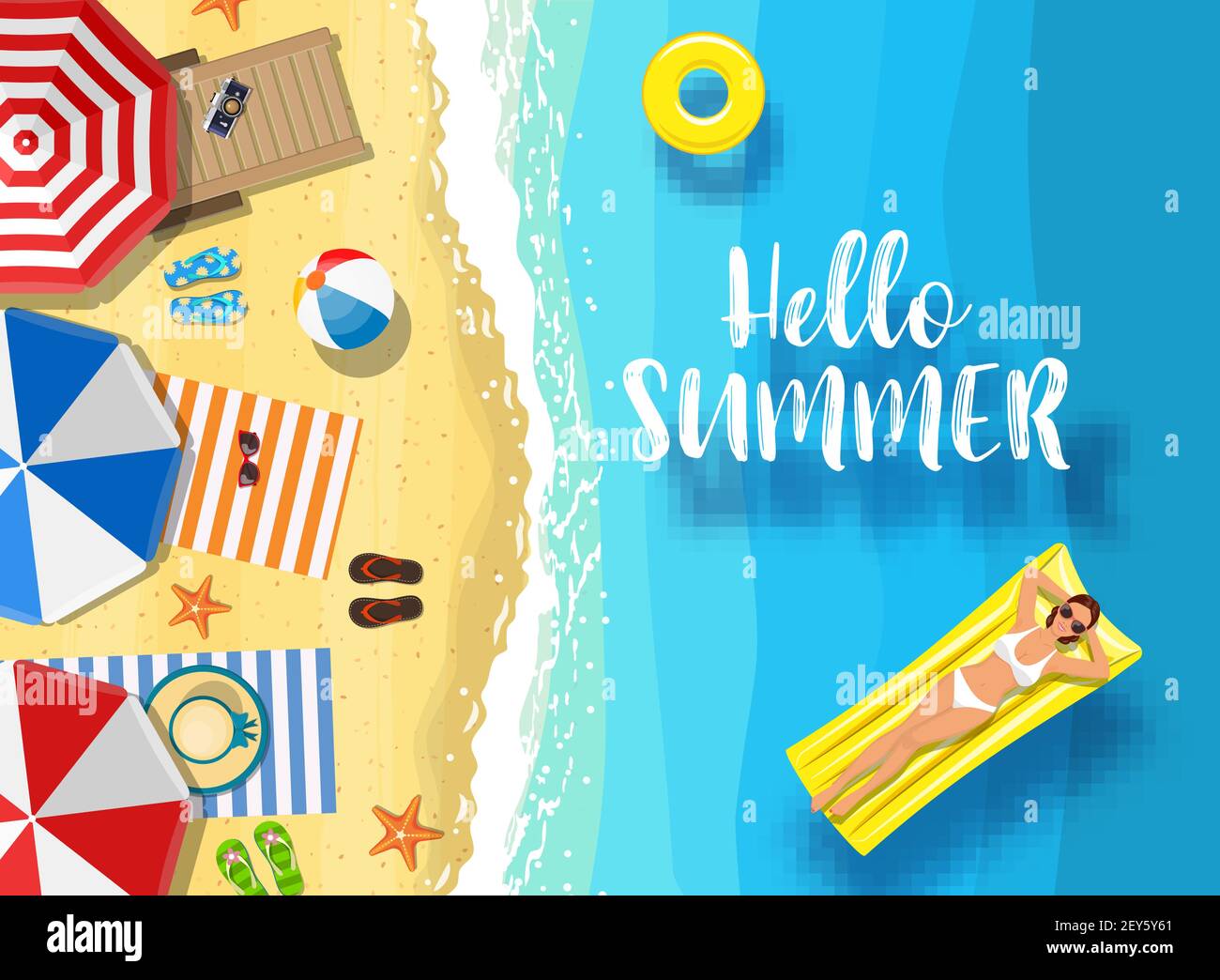 Hello Summer message on marine background Stock Vector Image & Art - Alamy