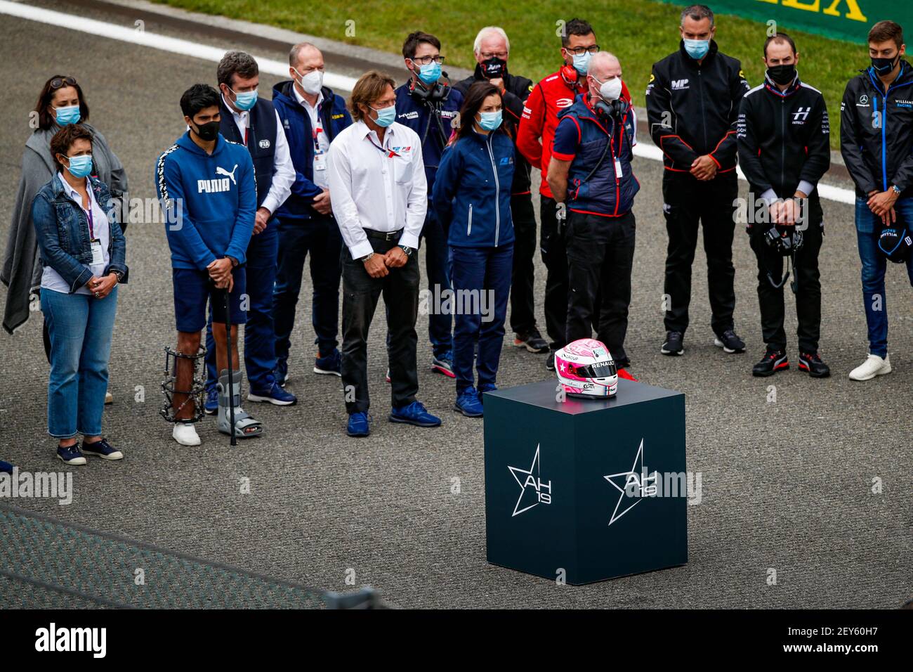 A minute of silence dedicated to Anthoine Hubert with the presence if ...