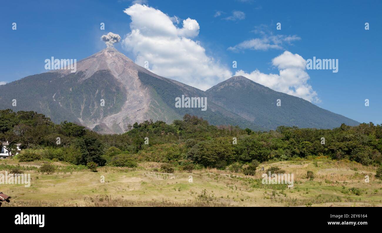 Lahar created by the June 2018 eruption of the Fuego (Fire) volcano in ...