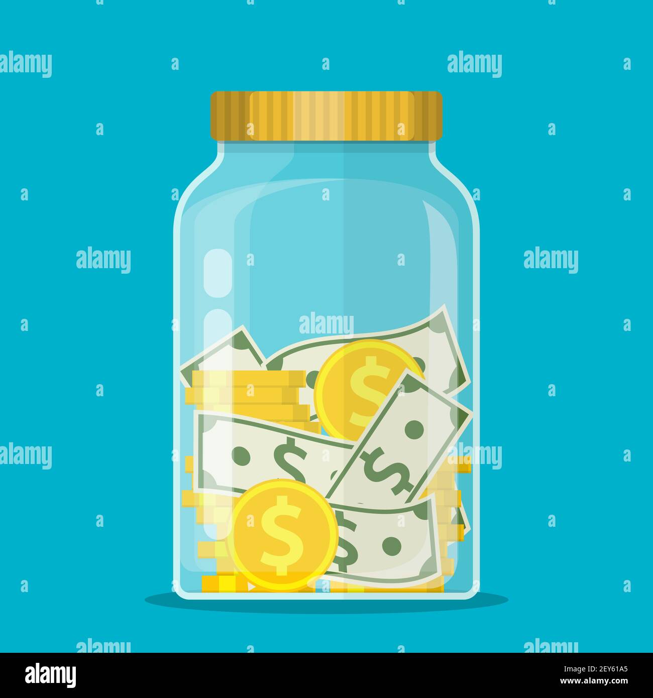 Money Jar. Saving dollar coin in jar Stock Vector Image & Art - Alamy