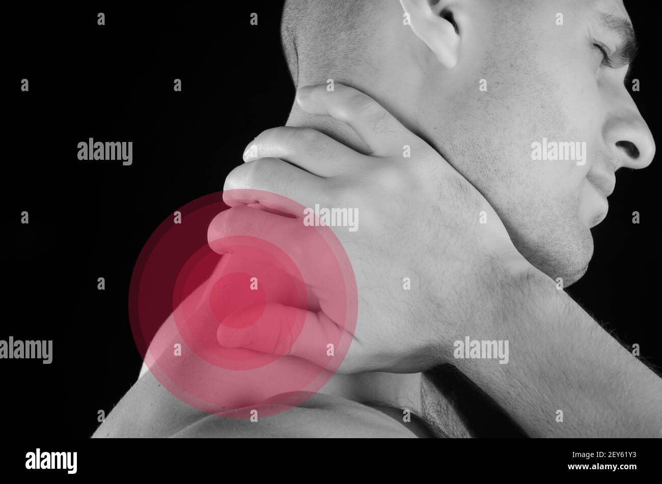 Sore neck. Attractive man and health problems Stock Photo - Alamy