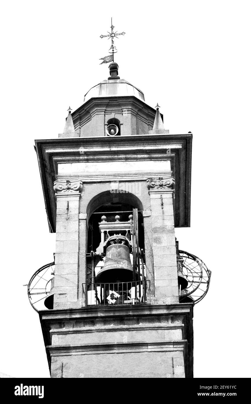 Monument clock tower in italy europe old stone and bell Stock Photo - Alamy