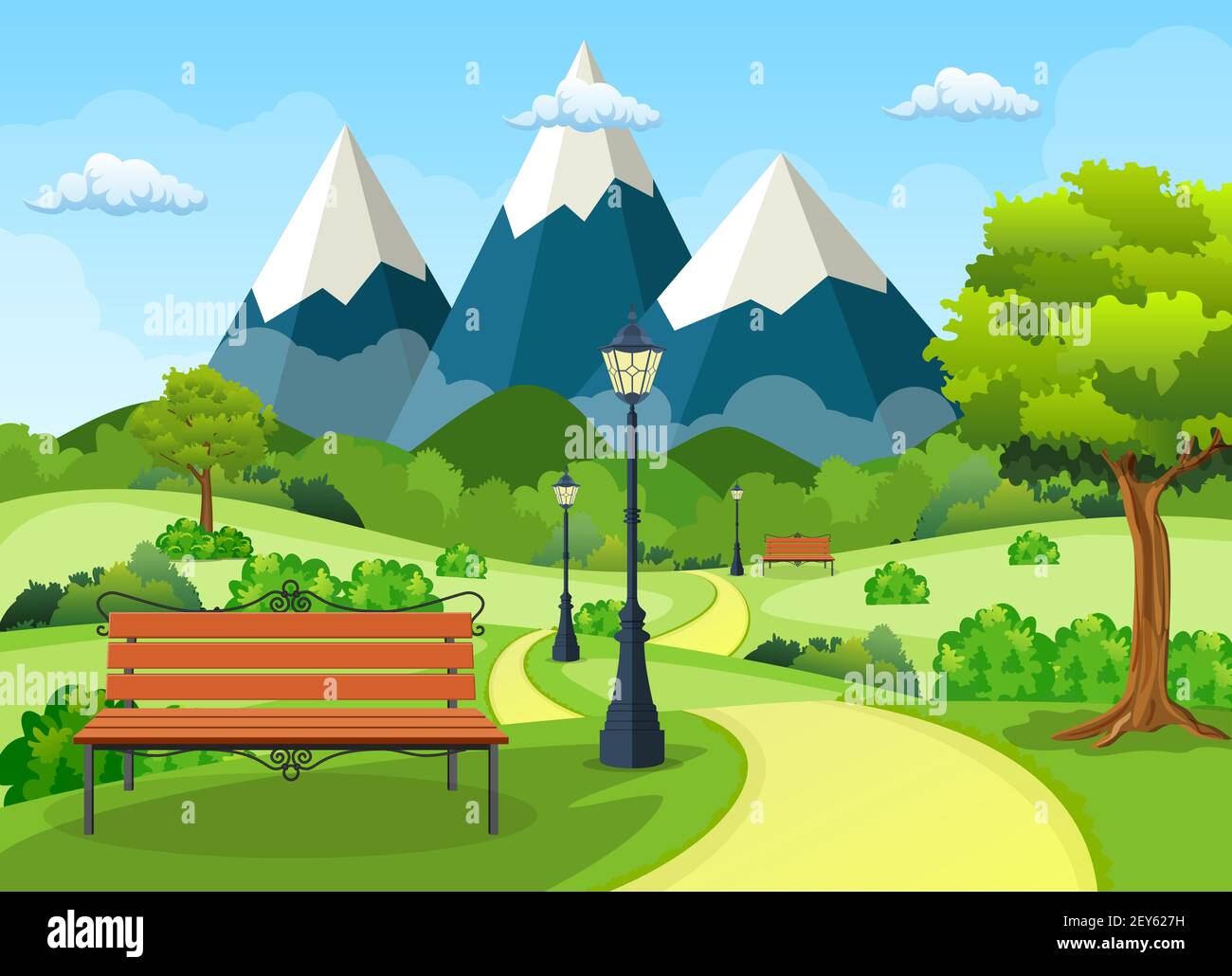 Tree pathway summer Stock Vector Images - Alamy