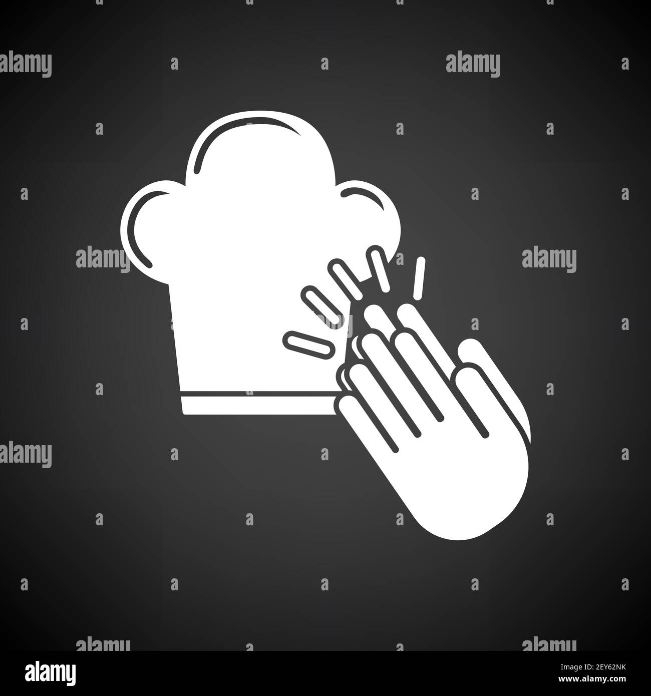 Clapping Palms To Toque Icon. White on Black Background. Vector ...