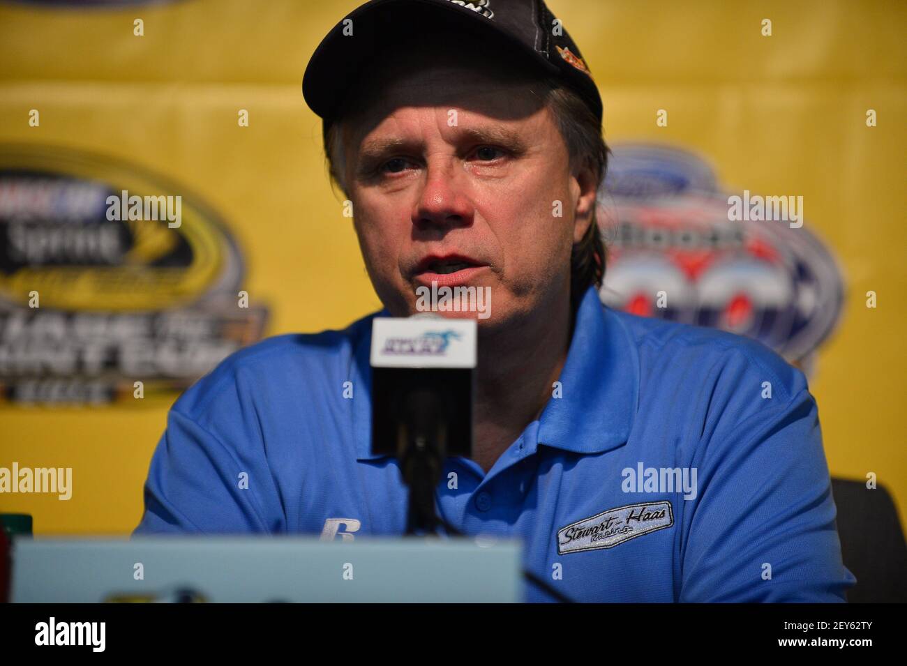 Gene Haas attends the NASCAR Sprint Cup Series Ford EcoBoost 400 Q&A ...