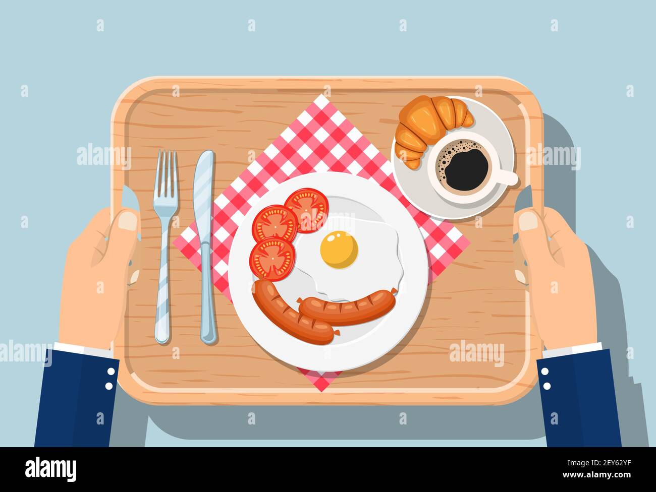 Breakfast bed croissant coffee Stock Vector Images - Alamy