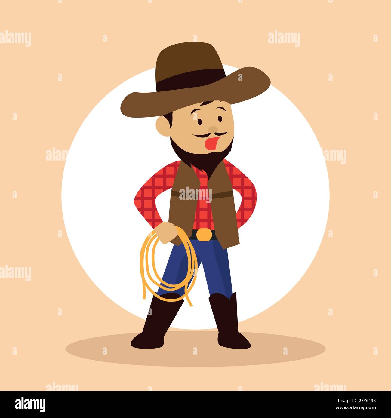 cowboy throws a lasso for rodeo western design. vector illustration ...