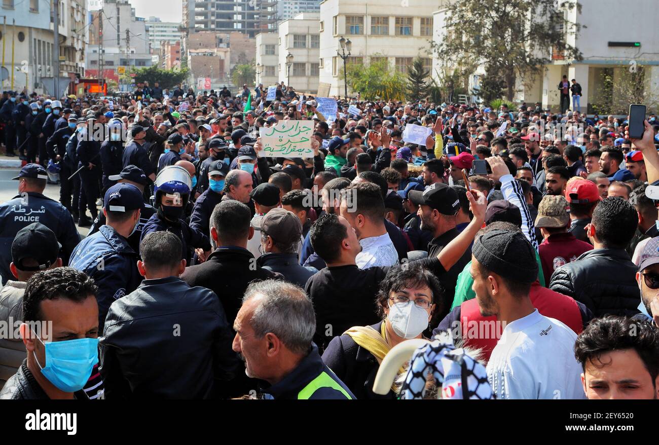 Protesters gather to stage a protest on the second anniversary of Hirak ...