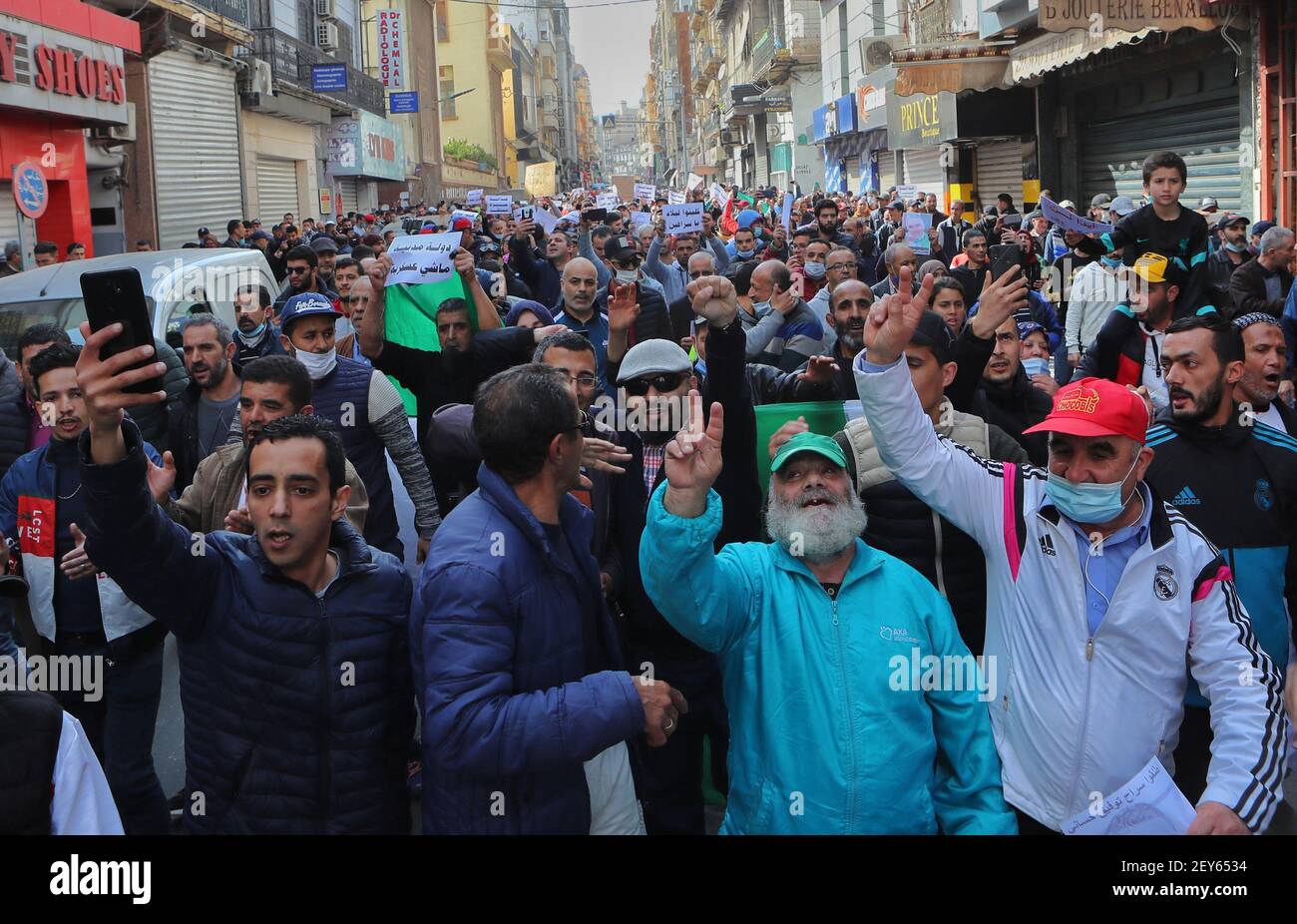 Protesters gather to stage a protest on the second anniversary of Hirak ...
