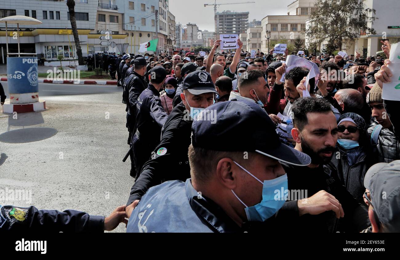 Protesters gather to stage a protest on the second anniversary of Hirak ...