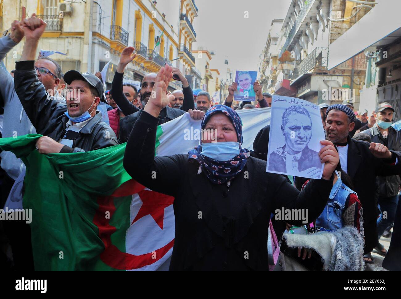 Protesters gather to stage a protest on the second anniversary of Hirak ...