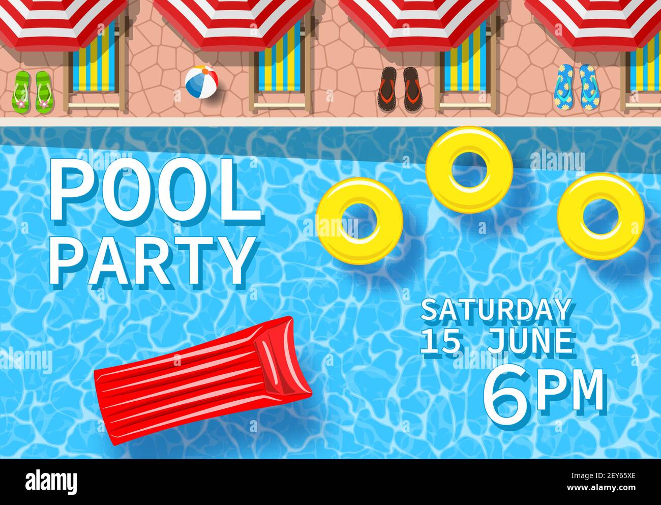 Pool party invitation with top view of pool Stock Vector Image & Art ...