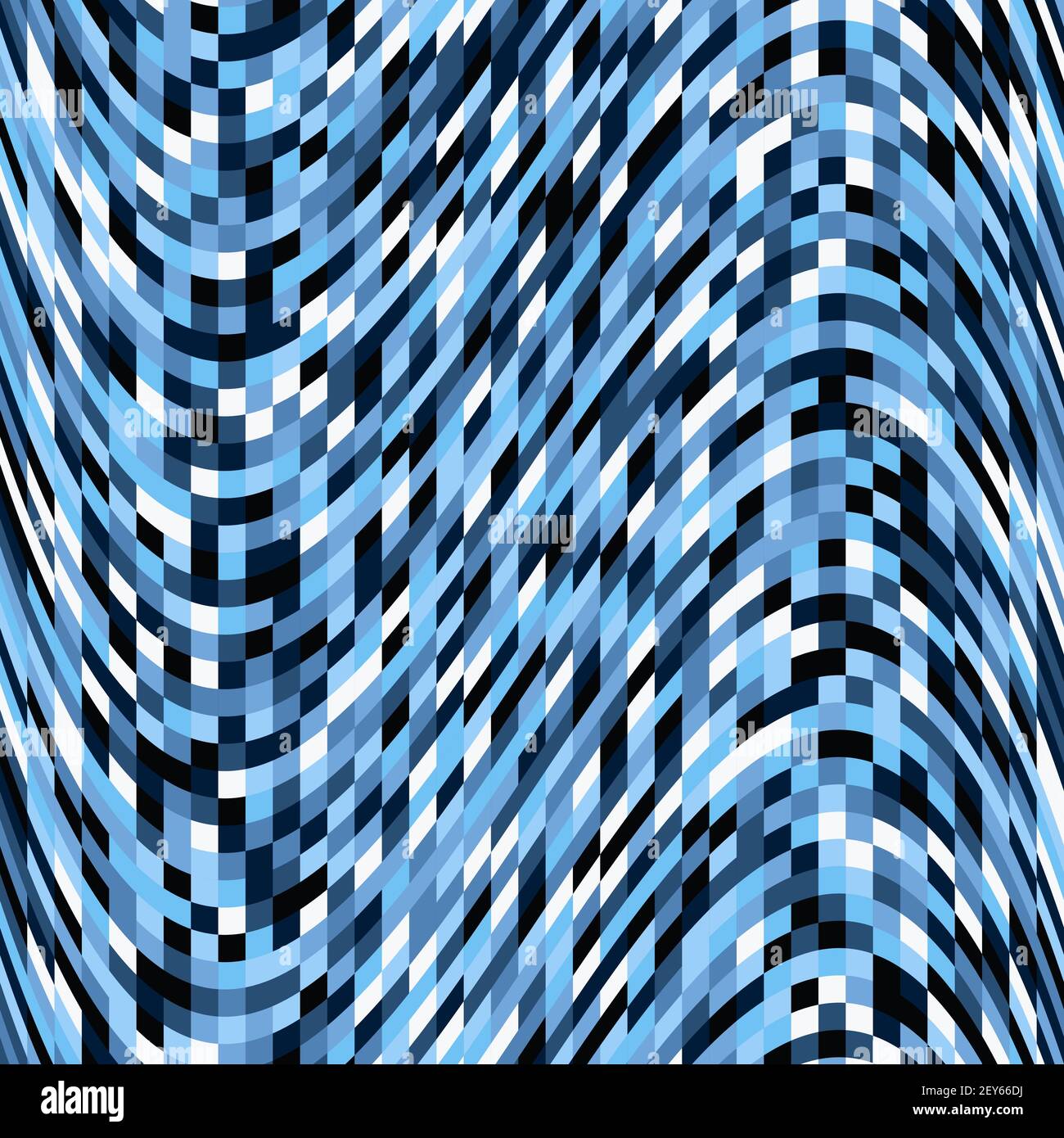 Pixel pattern background of vector sky blue wave seamless square mosaic ...
