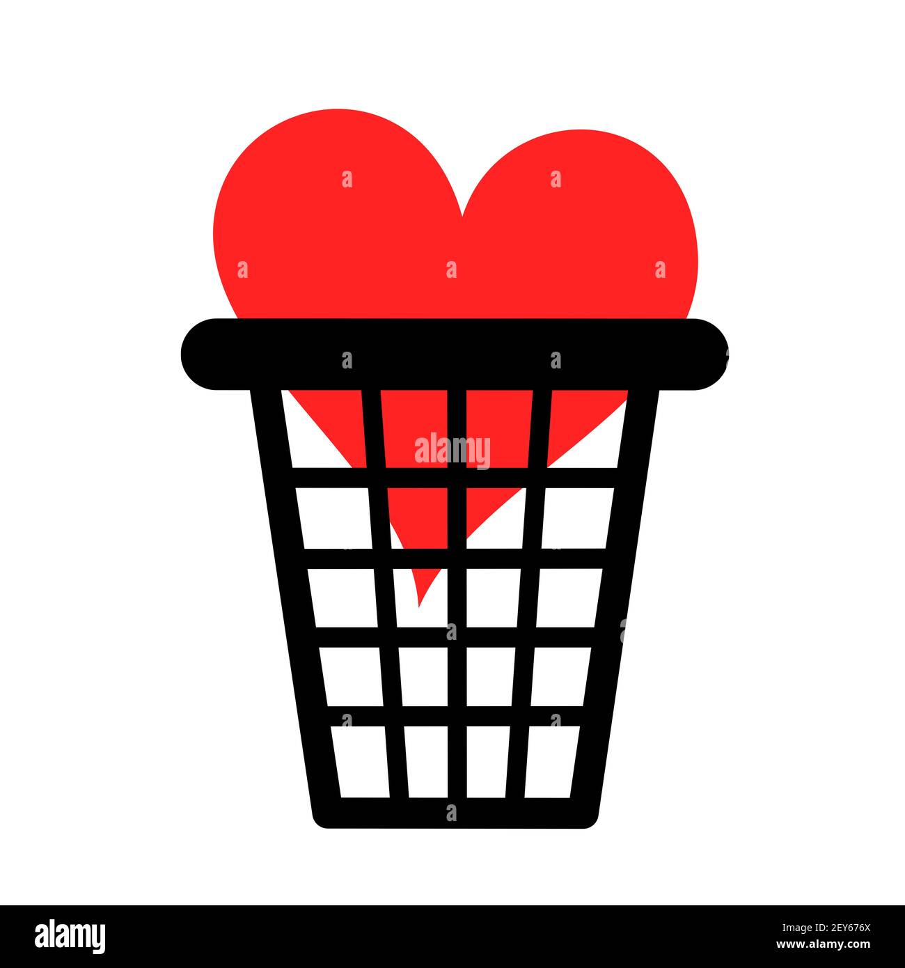 Love heart is thrown into garbage, trash, waste and rubbish. Metaphor ...