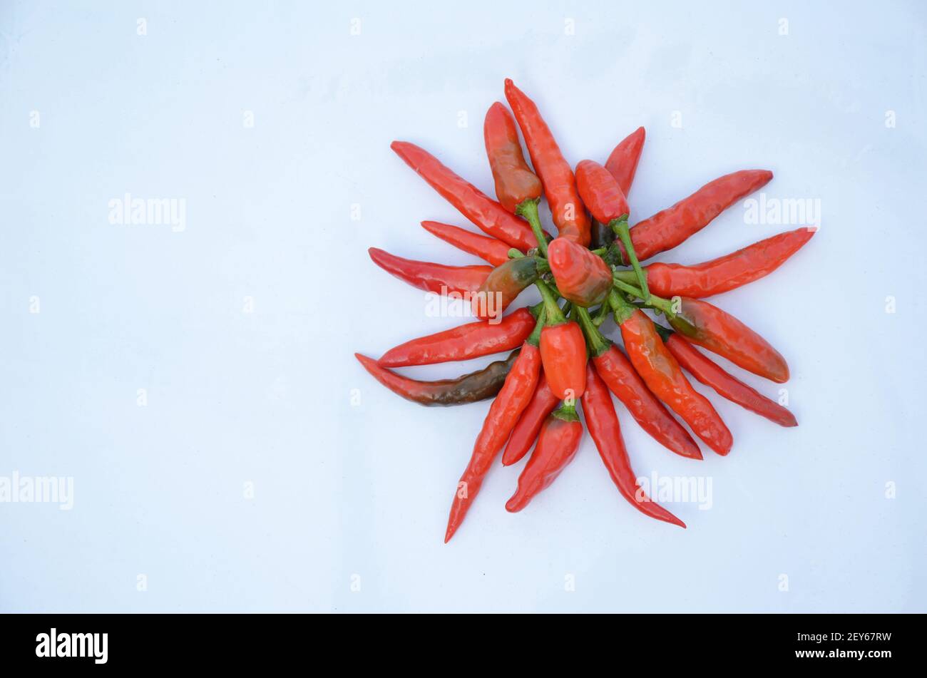 A pile of fresh red chilies isolated on white background Stock Photo ...