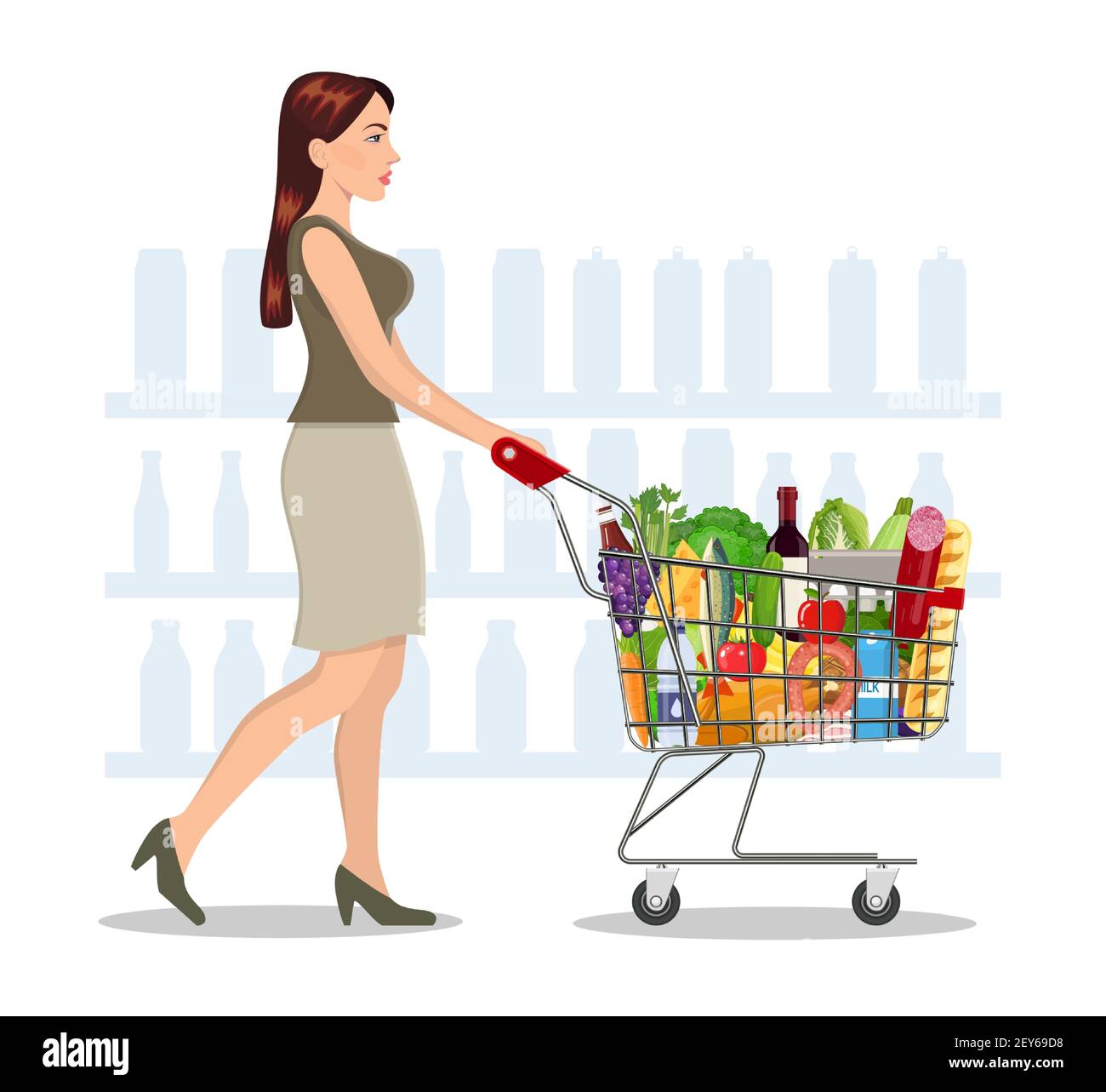 Beautiful young woman basket full Stock Vector Images - Alamy