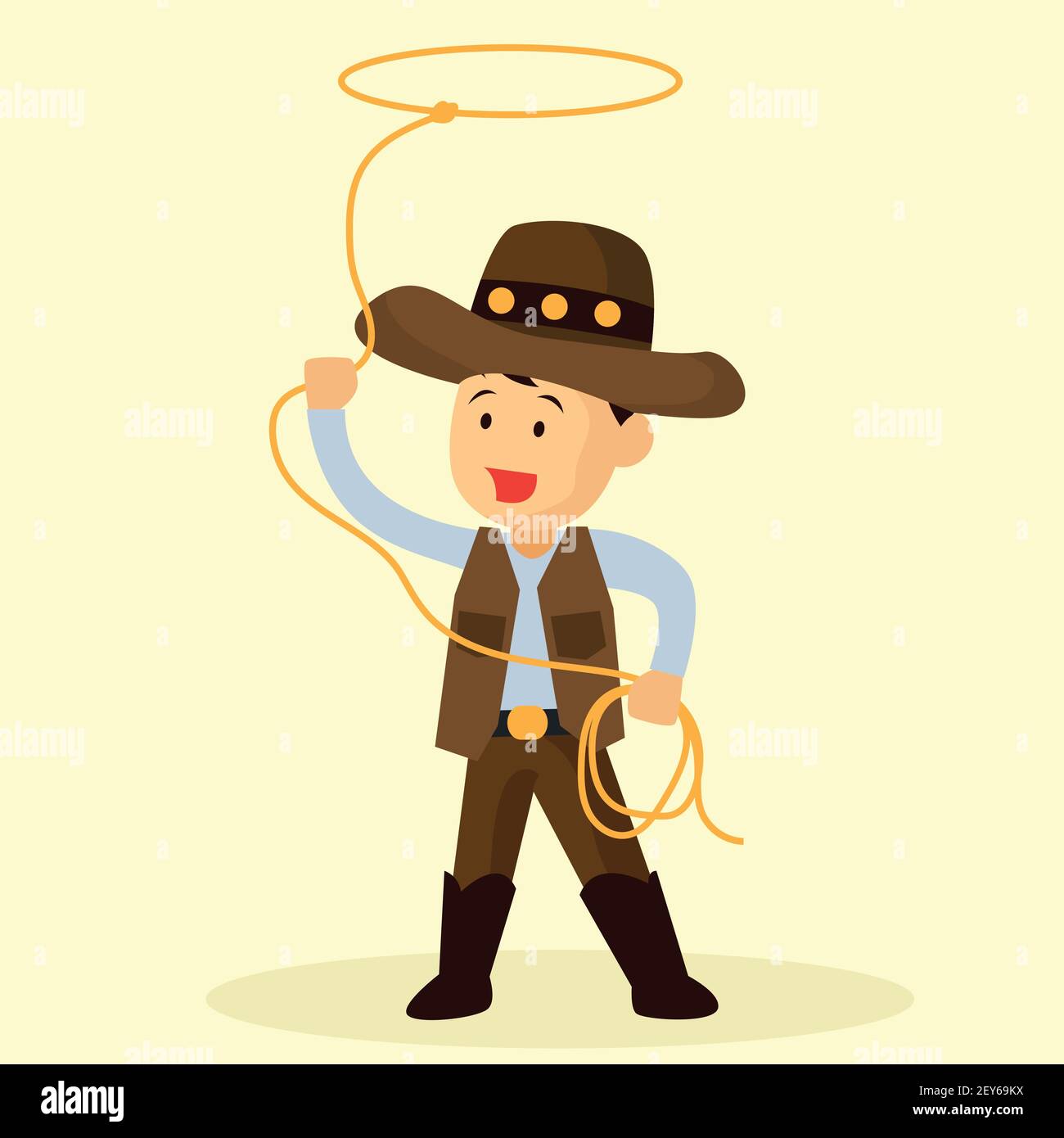 cowboy throws a lasso for rodeo western design. vector illustration ...