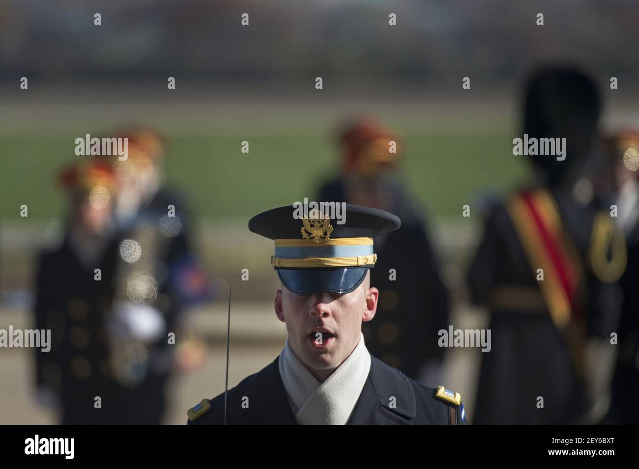 A joint honor cordon marches into place to welcome Minister of the ...