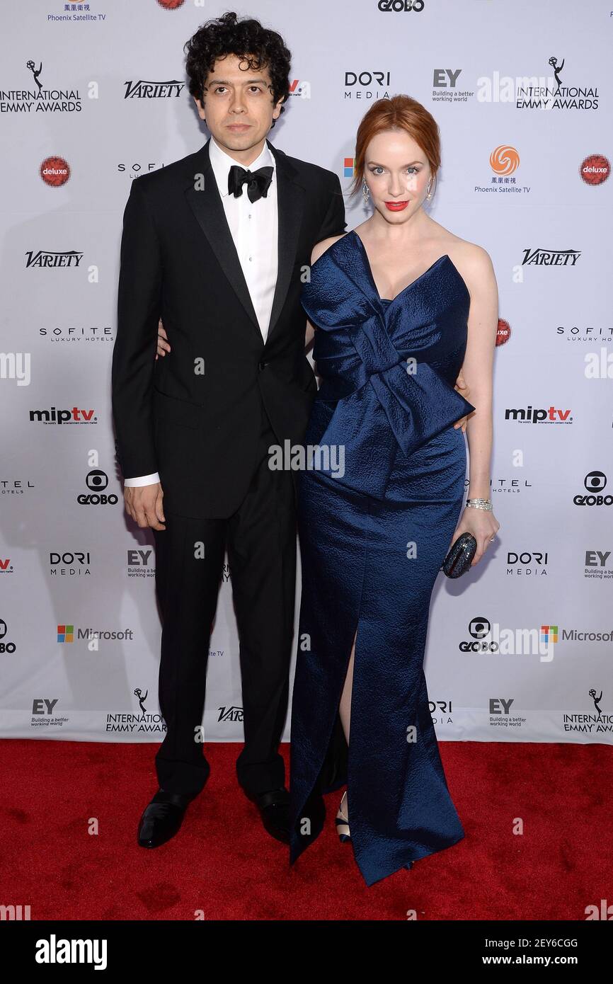 (L-R) Geoffrey Arend and Christina Hendricks attend the 2014 ...