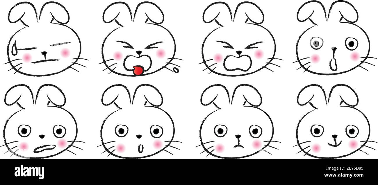 vector cartoon rabbit face emoji set Stock Vector Image & Art - Alamy