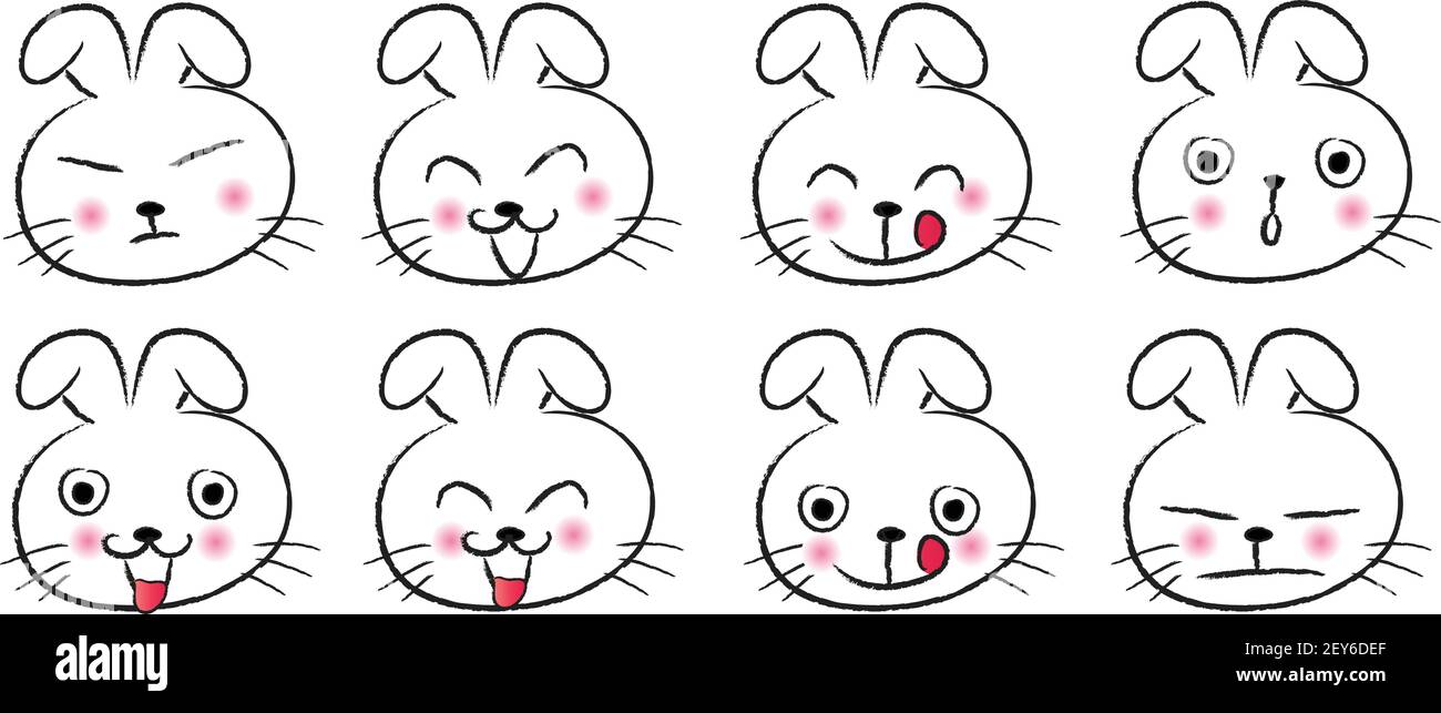vector cartoon rabbit face emoji set Stock Vector Image & Art - Alamy