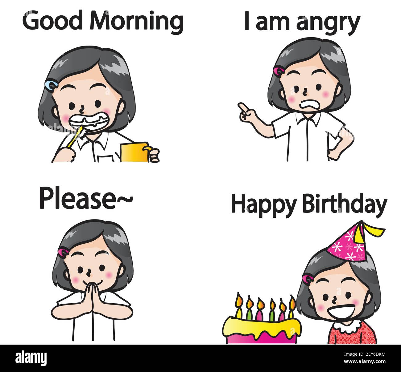vector cartoon greeting card emoji stickers set Stock Vector Image ...