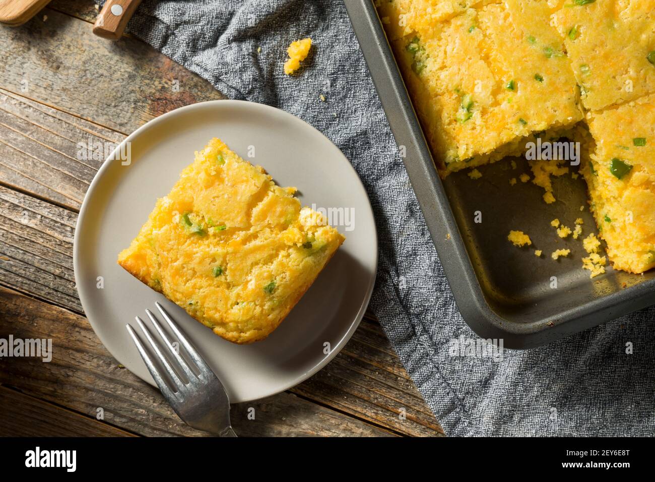 Homemade Spicy Jalapeno Cornbread Cut into Squares Stock Photo - Alamy