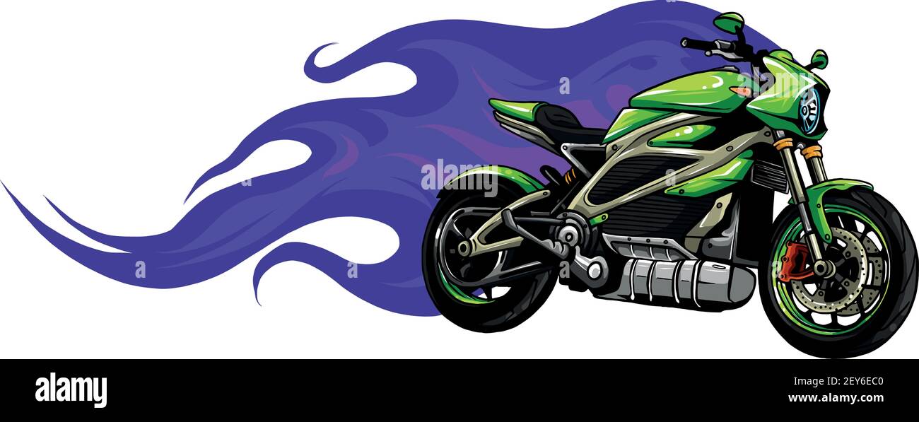 fiery green Motorcycle Racing Vector illustration design Stock Vector ...