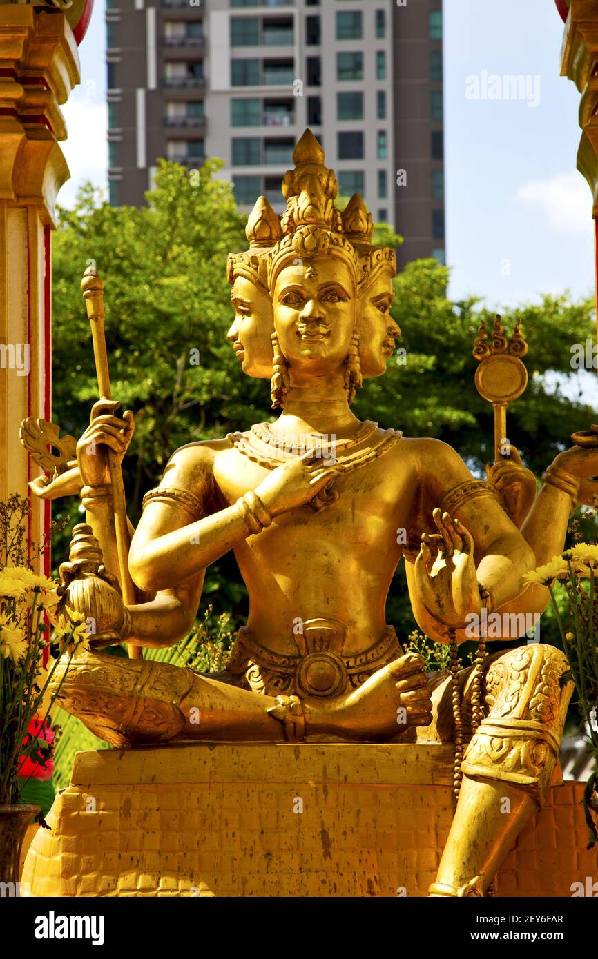 Siddharta in the temple bangkok asia three face Stock Photo - Alamy