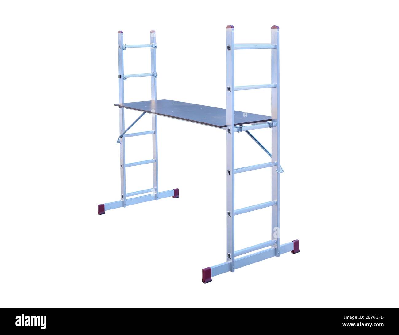 Aluminum metal step-ladder isolated white background Stock Photo - Alamy