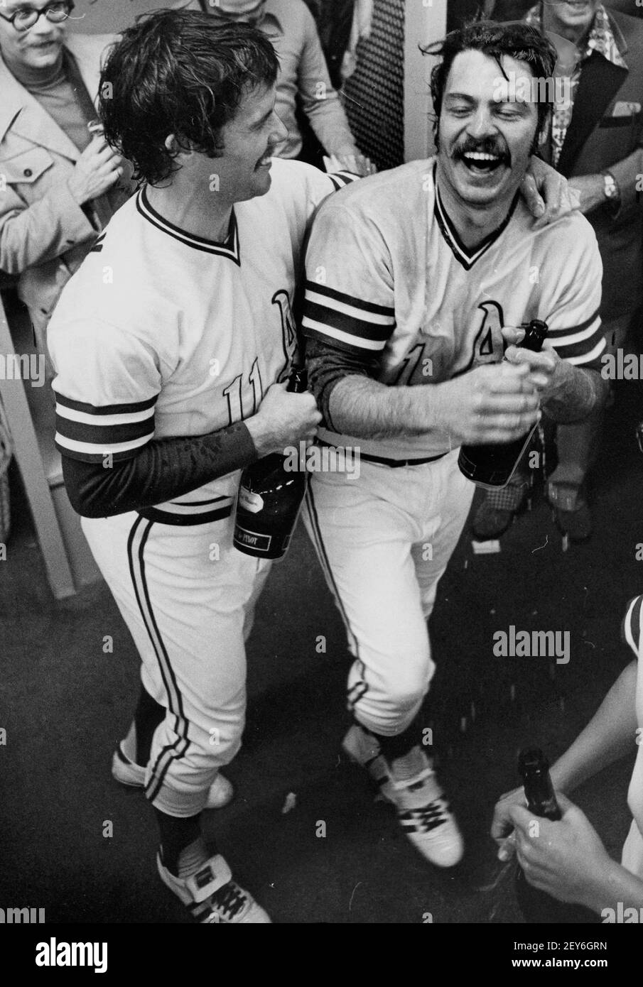Ted Kubiak and Dick Green celebrate their 1972 World Series win in the ...