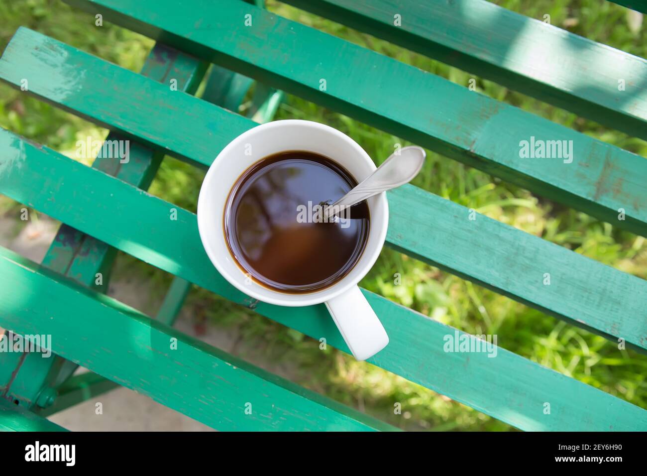 morning black coffee in cup outdoors Stock Photo - Alamy