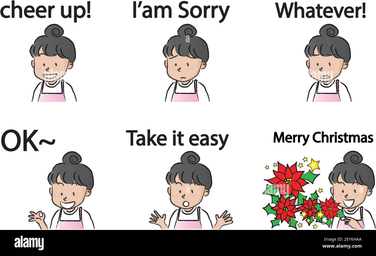 vector cartoon greeting card emoji stickers set Stock Vector Image ...