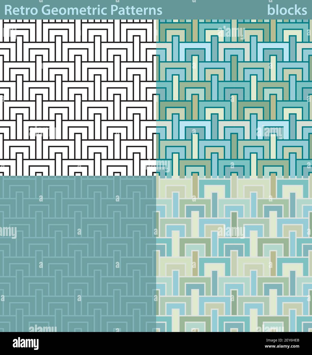 Four different versions of a seamless pattern fill with retro-looking ...