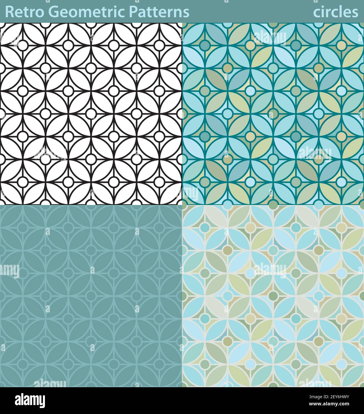 Four different versions of a seamless pattern fill with retro-looking ...